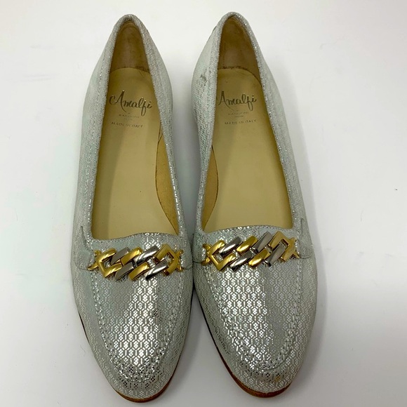 Amalfi | Shoes | Amalfi By Rangoni Oste Flat Silver Gold Loafer Made In ...